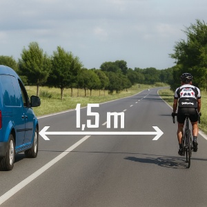 Is the car overtaking the cycle correctly?